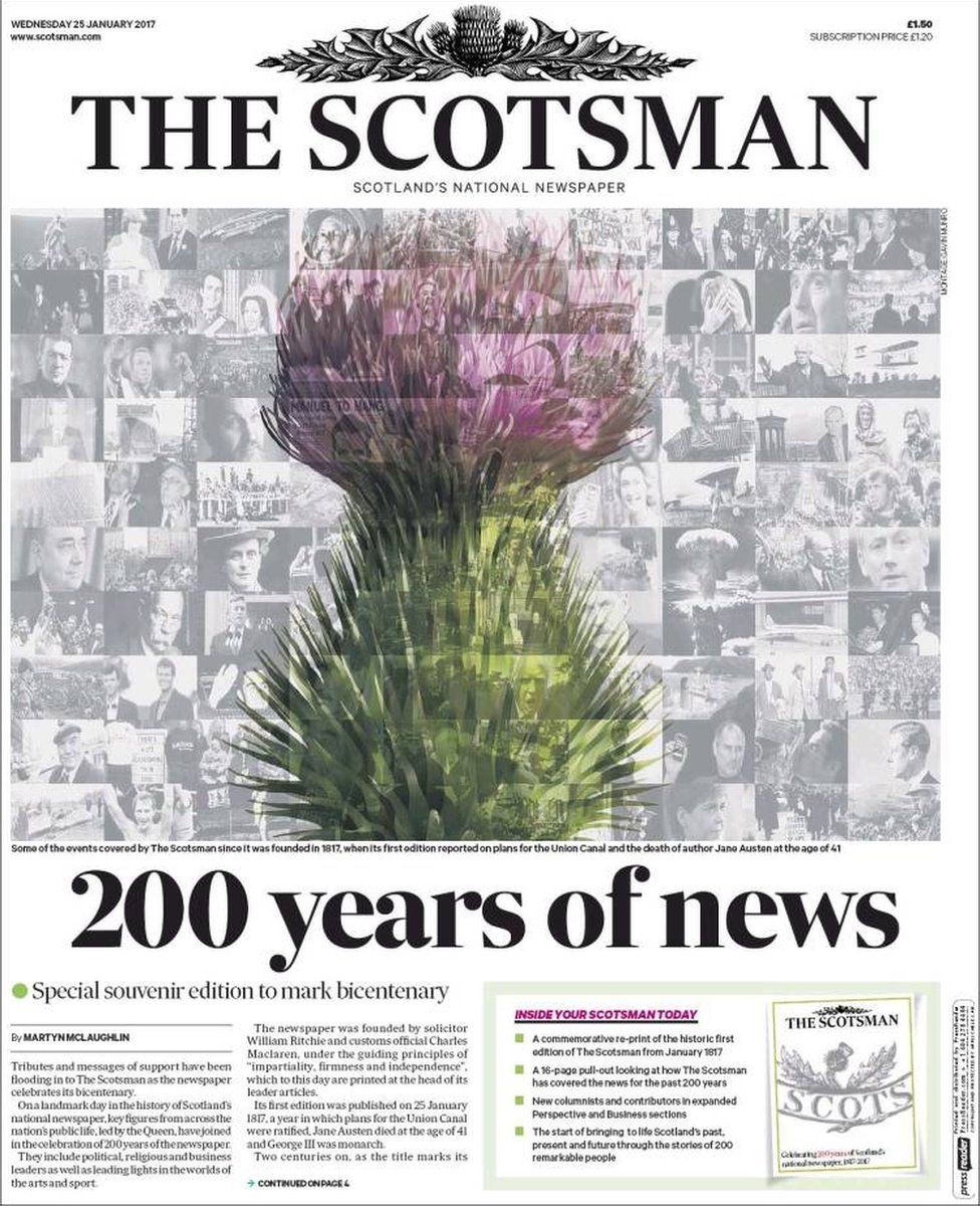 The Scotsman marks 200th anniversary with special edition - BBC News