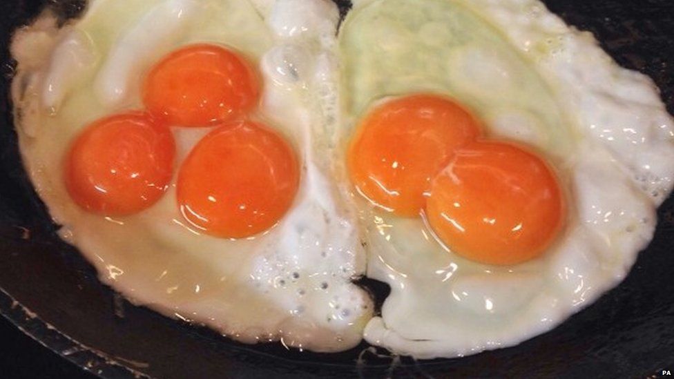 Diner's delight over triple and double yolker eggs - BBC News