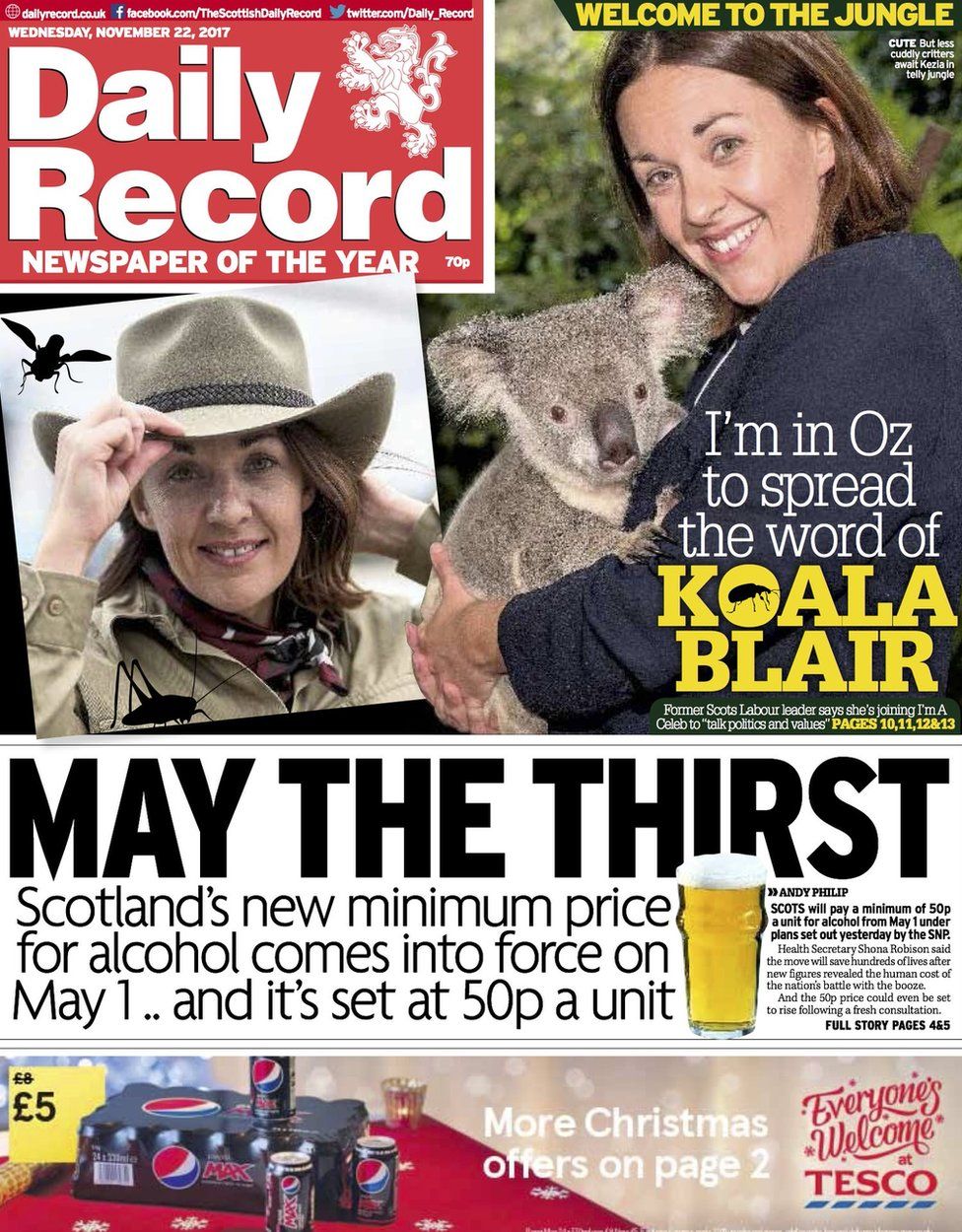 The papers: 'Rebel' Dugdale's jungle fee - BBC News