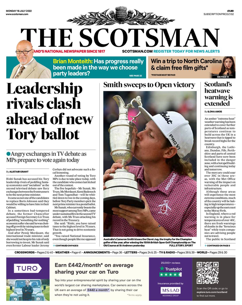 Scotland's papers: Stay out of sun warning for 'hottest day ever' - BBC ...