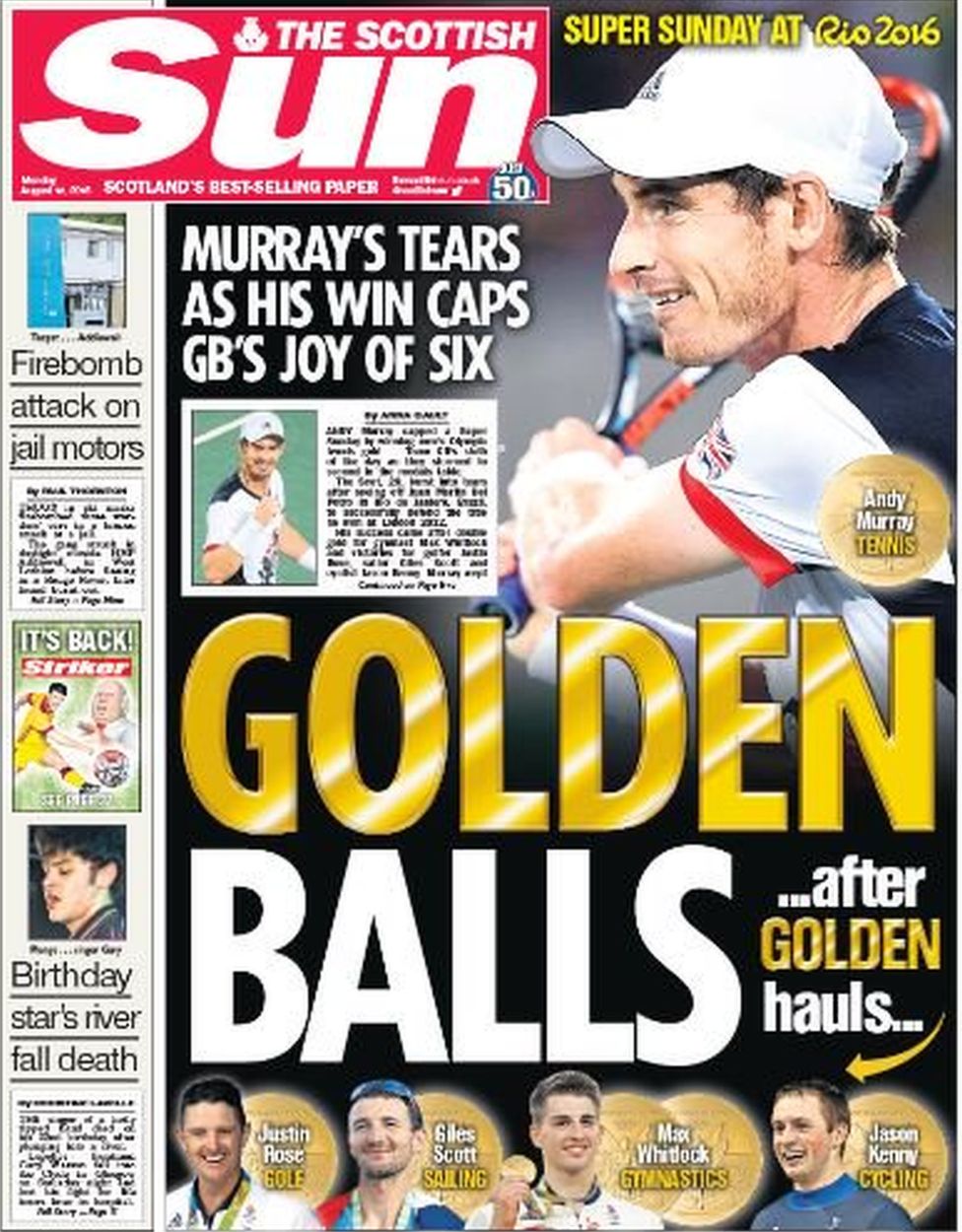 Scotland's papers: Murray's gold and Holyrood 'power grab' - BBC News