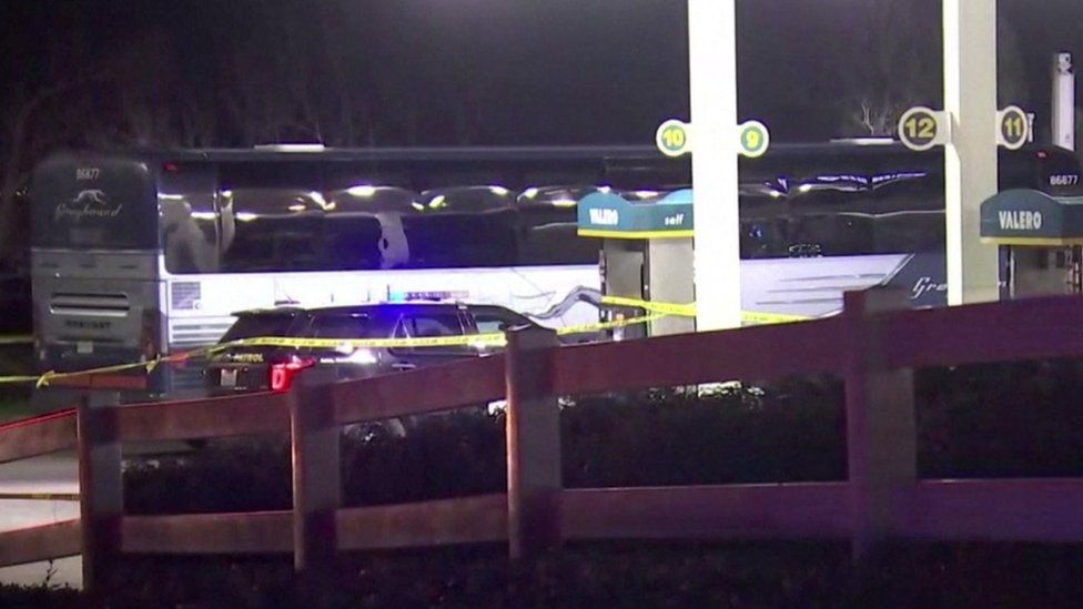 Greyhound bus shooting: One dead, five injured in California - BBC News