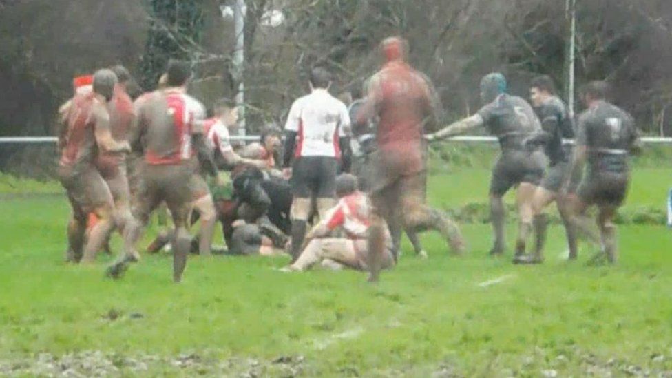 Rugby player dives over wrong line, celebrates and is pummelled by ...