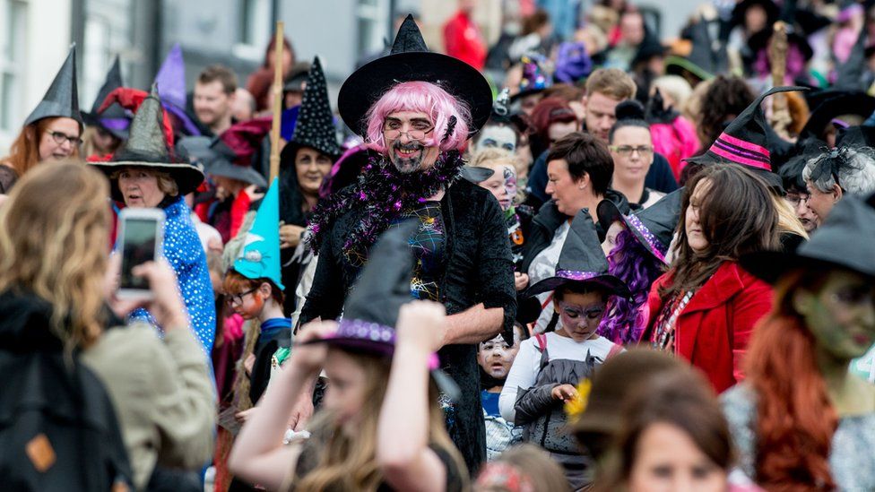 Witches launch Europe's biggest Halloween party - BBC News