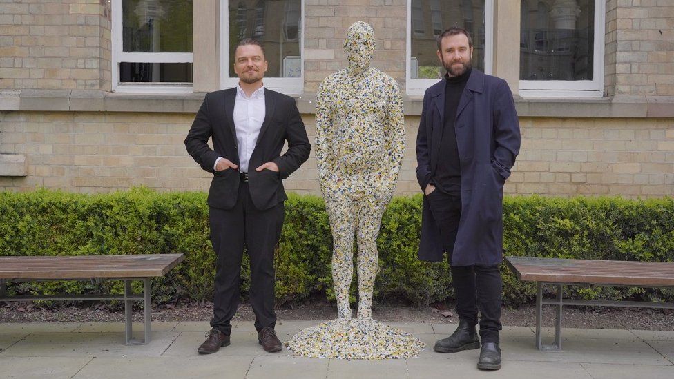 Life-sized human plastic waste sculpture on display - BBC News
