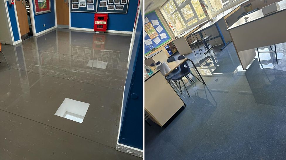 Royston school releases photos of storm damage - BBC News