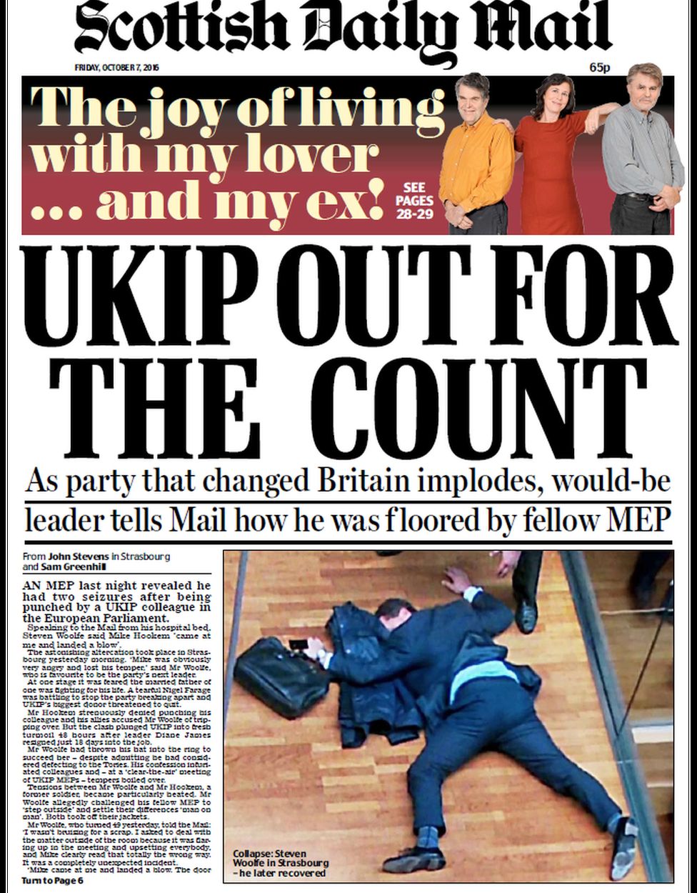 Scotland's papers: UKIP 'bust-up' and 'Gers' star grounded - BBC News