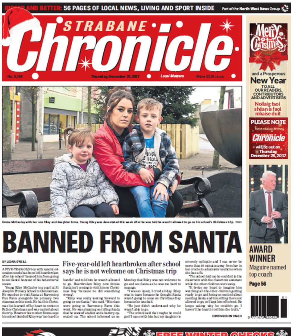 NI weekly paper review: Christmas lights and Strabane 'bloodbath' - BBC ...