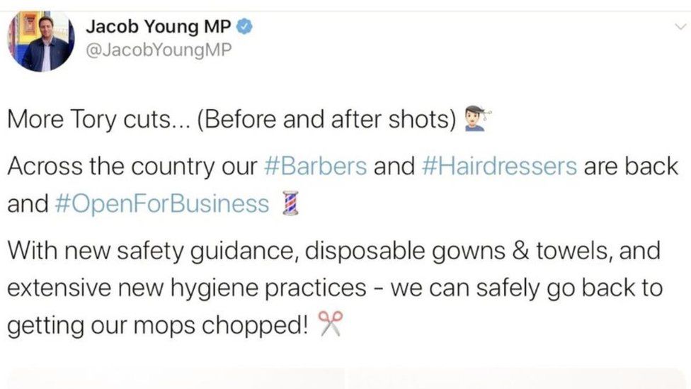 Redcar MP Jacob Young says 'Tory cuts' haircut tweet a joke - BBC News