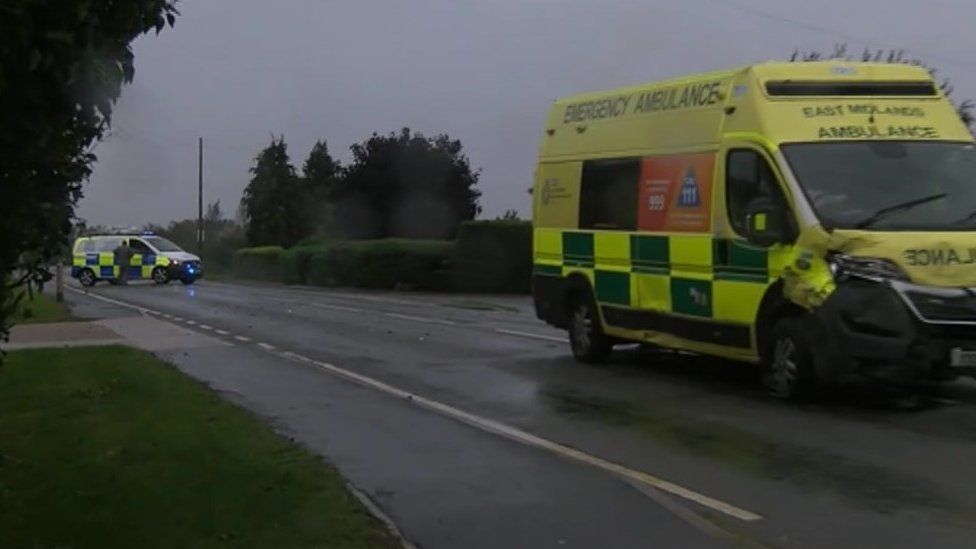 Man Dies In Ruskington Crash With Ambulance On 999 Call Bbc News