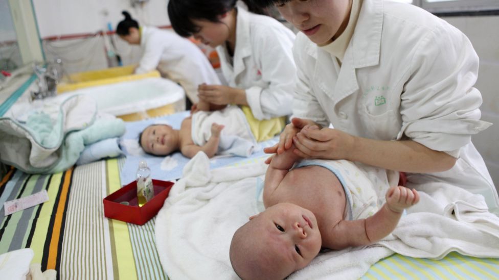 Chinese birth rate falls to lowest in seven decades - BBC News