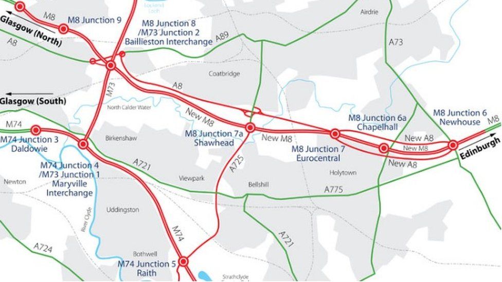 Major weekend delays on A8 for motorway upgrade work - BBC News