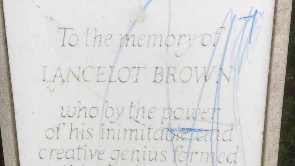 Blue crayon scrawled over 230-year-old Sabrina statue at Croome - BBC News