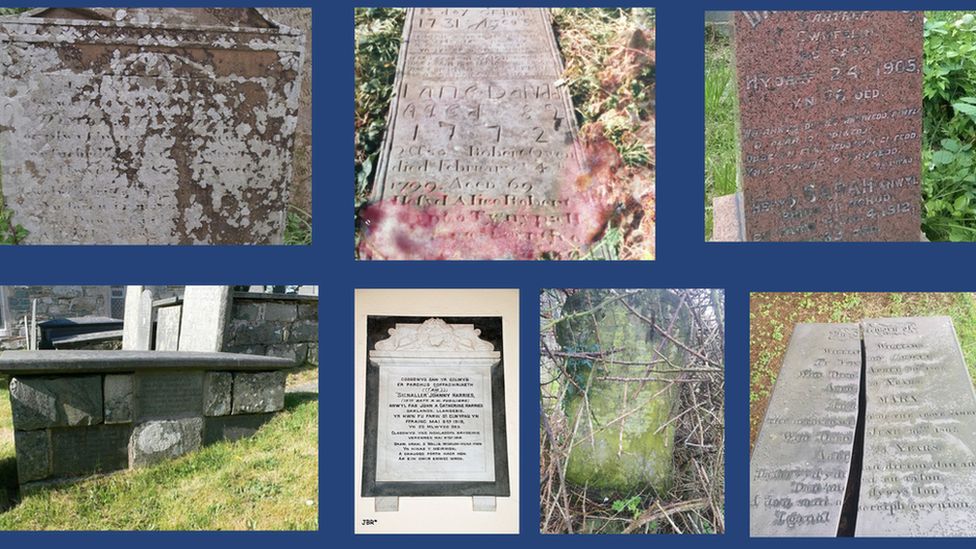 Achub englynion bedd gyda ‘shaving foam’! - BBC Cymru Fyw