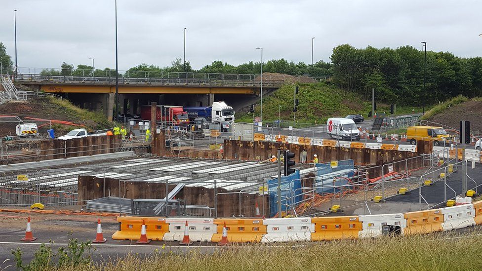 Coast Road/A19 triple-decker bridge support installed - BBC News