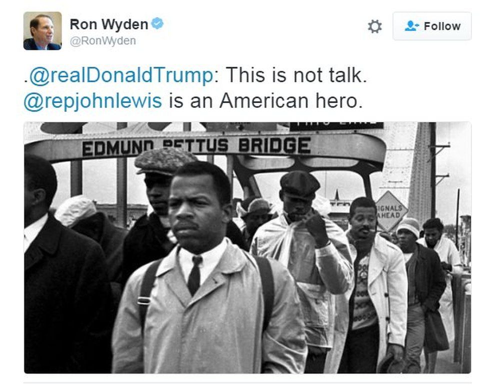 John Lewis: Trump slammed for attack on rights icon - BBC News