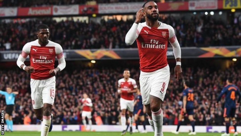 Arsenal 3-1 Valencia: Alexandre Lacazette helps Arsenal to semi-final ...