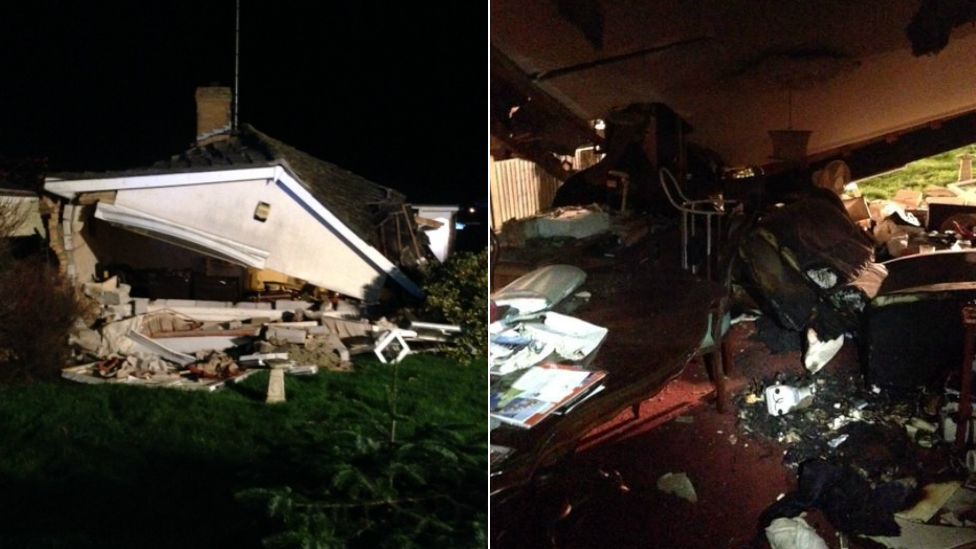 Bungalow destroyed by exploding aerosol in Walton-on-the-Naze - BBC News