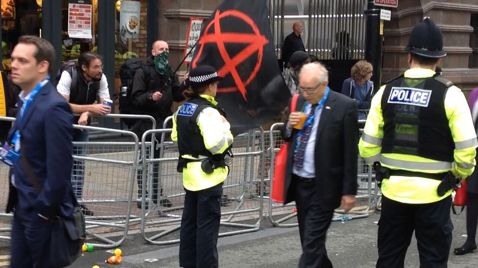 The Conservative conference protests - BBC News