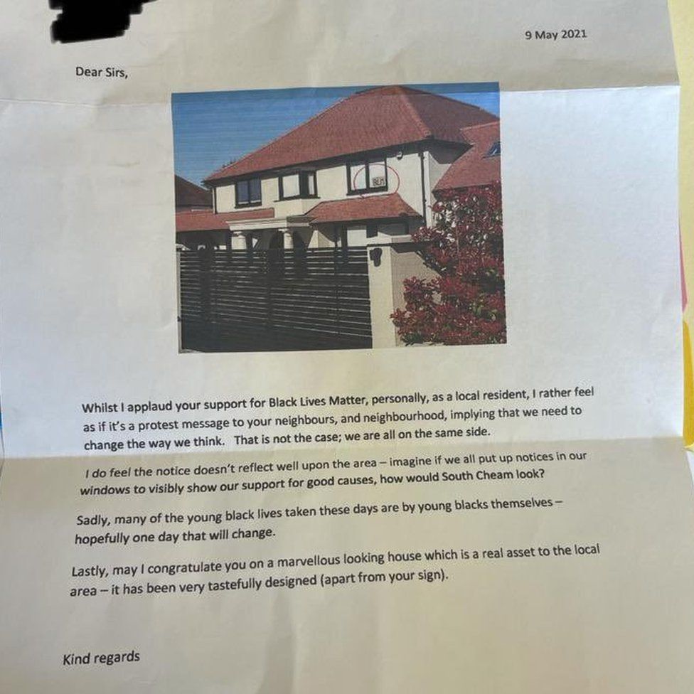 Cheam BLM sign bad for area's image, neighbour claims - BBC News