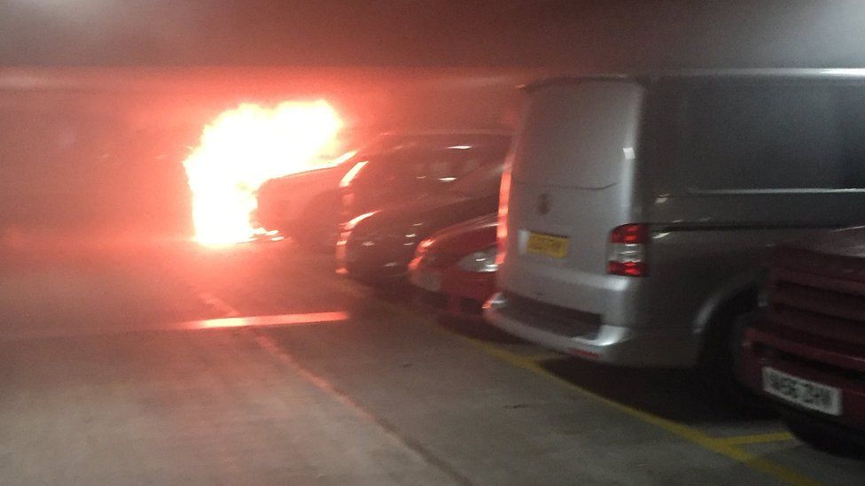 'Ferocious' fire ripped through Liverpool Echo Arena car park - BBC News