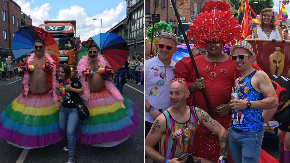 Manchester Pride: Thousands line streets for 'Graduation Parade' - BBC News