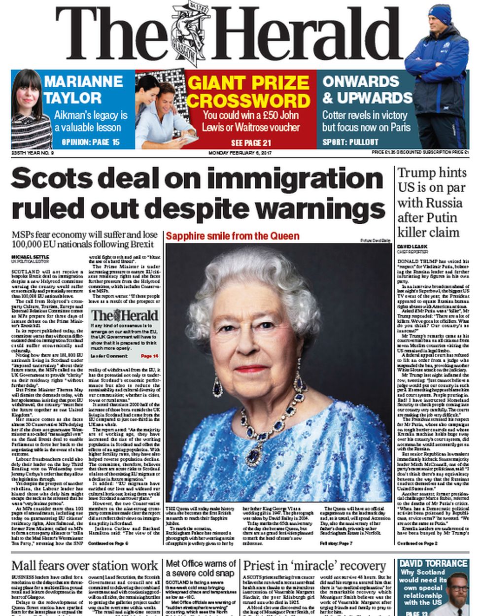 Scotland's papers: Migrant deal and drinking parents warned - BBC News