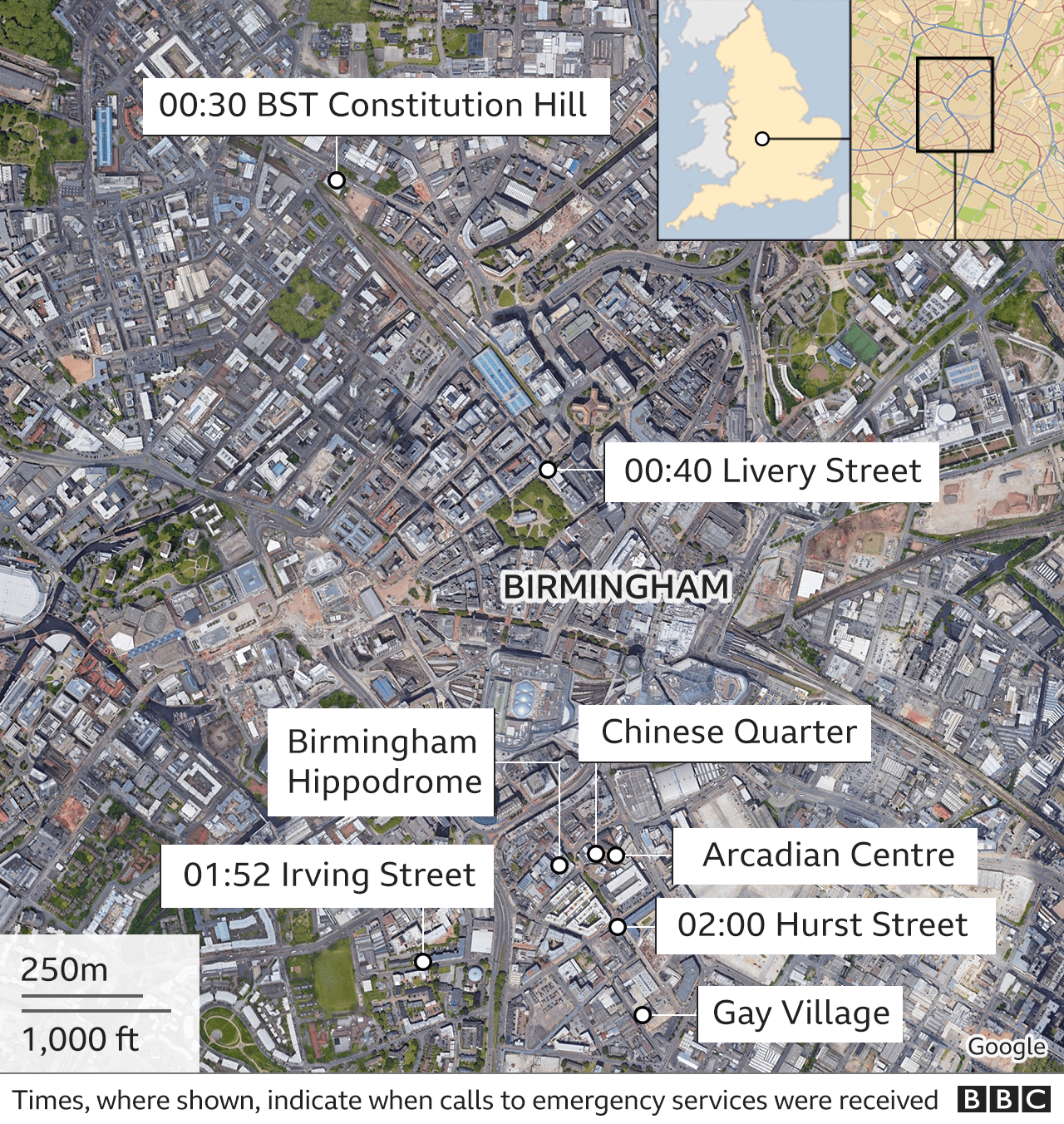 Birmingham stabbings: Manhunt as one killed and seven hurt - BBC News