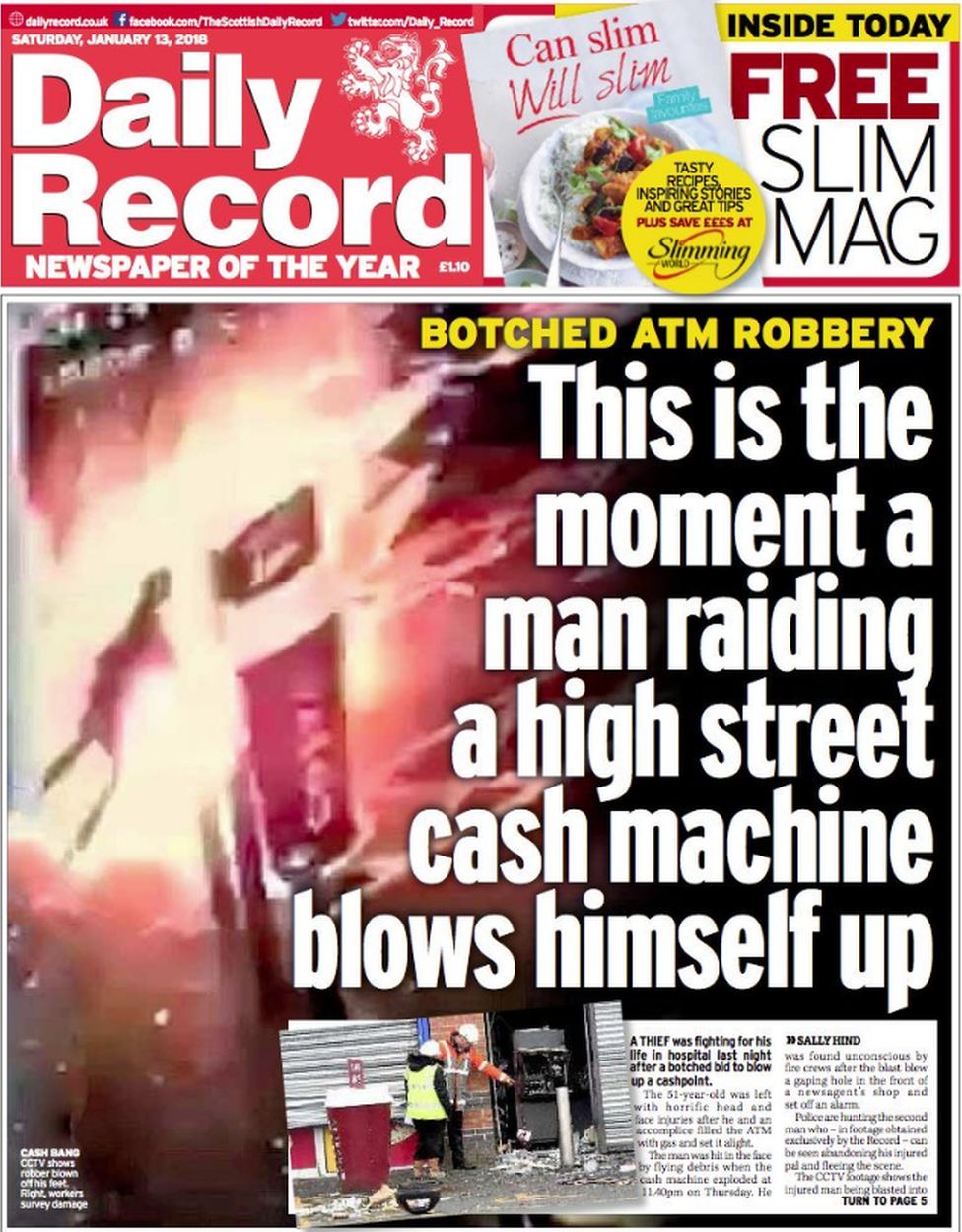 The papers: Botched cashpoint robbery - BBC News