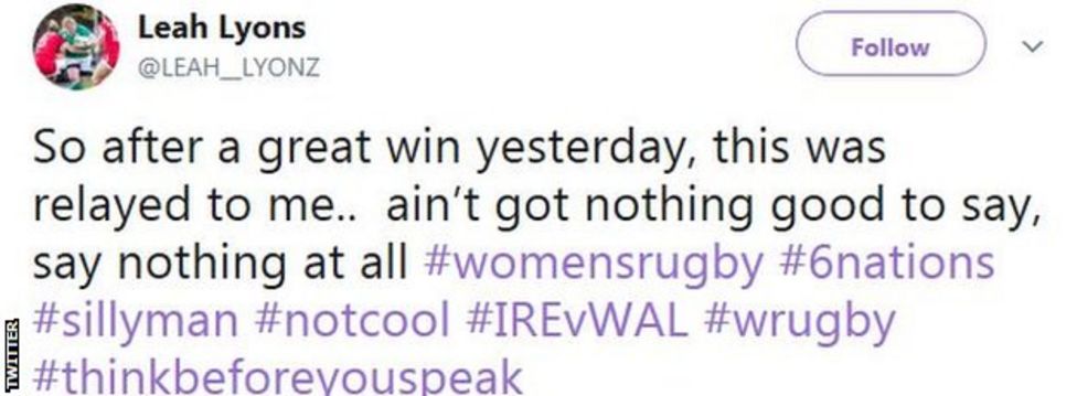 Leah Lyons: Ireland prop upset by verbal abuse from spectator in Wales ...
