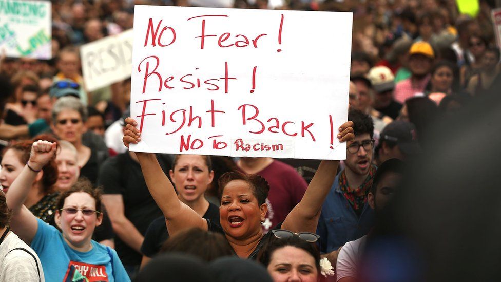 Boston anti-racism protester: 'It's the right thing to do' - BBC News