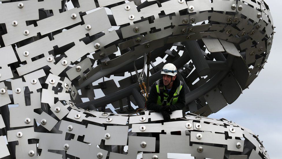 High-wire team give Kelpies their first health check - BBC News