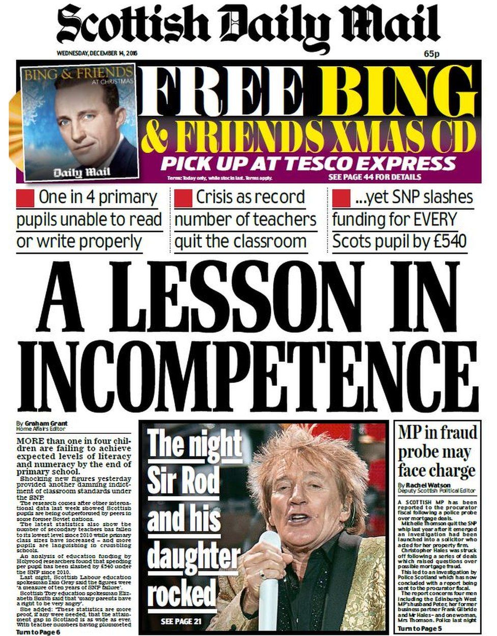 Scotland's papers: Failing pupils and MP fraud probe - BBC News