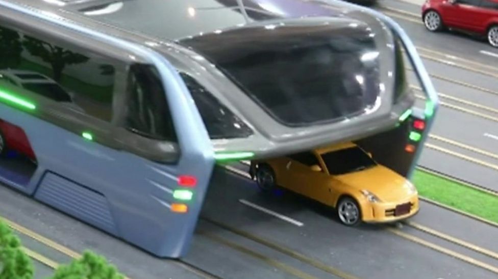 Chinese traffic-straddling bus hits wall of criticism - BBC News