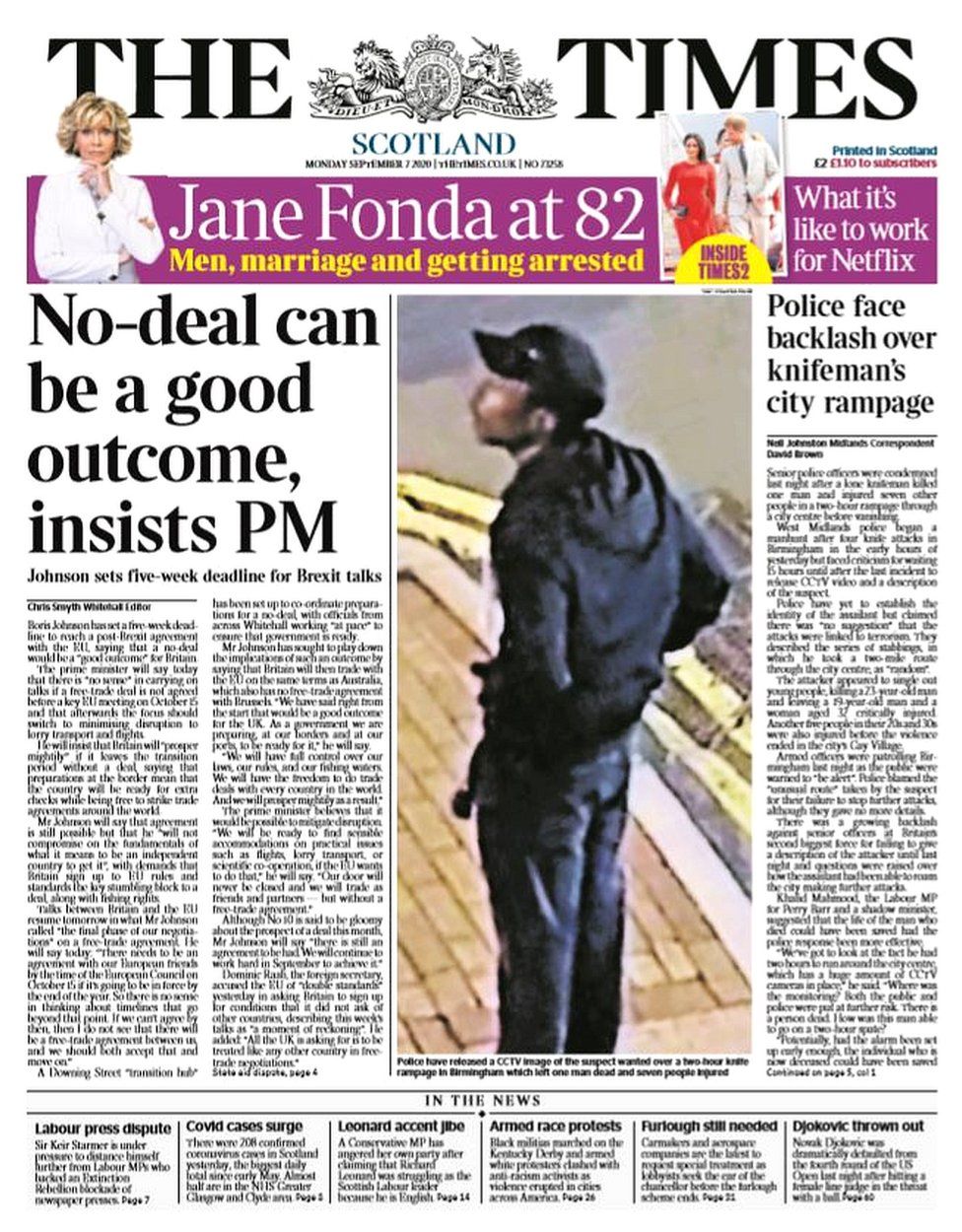 Scotland's papers: PM says no deal is 'good' and tracing app in days ...