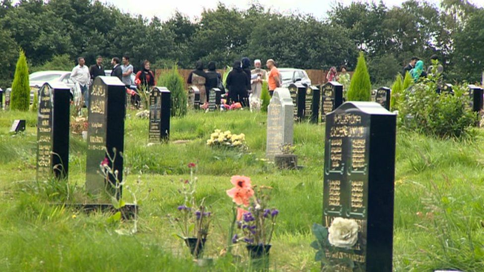 Protest outside Walsall Council House over cemetery regulations - BBC News