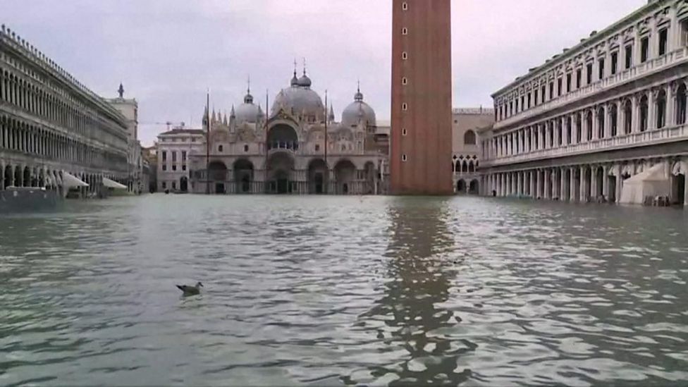 Venice test brings up floodgates for first time - BBC News