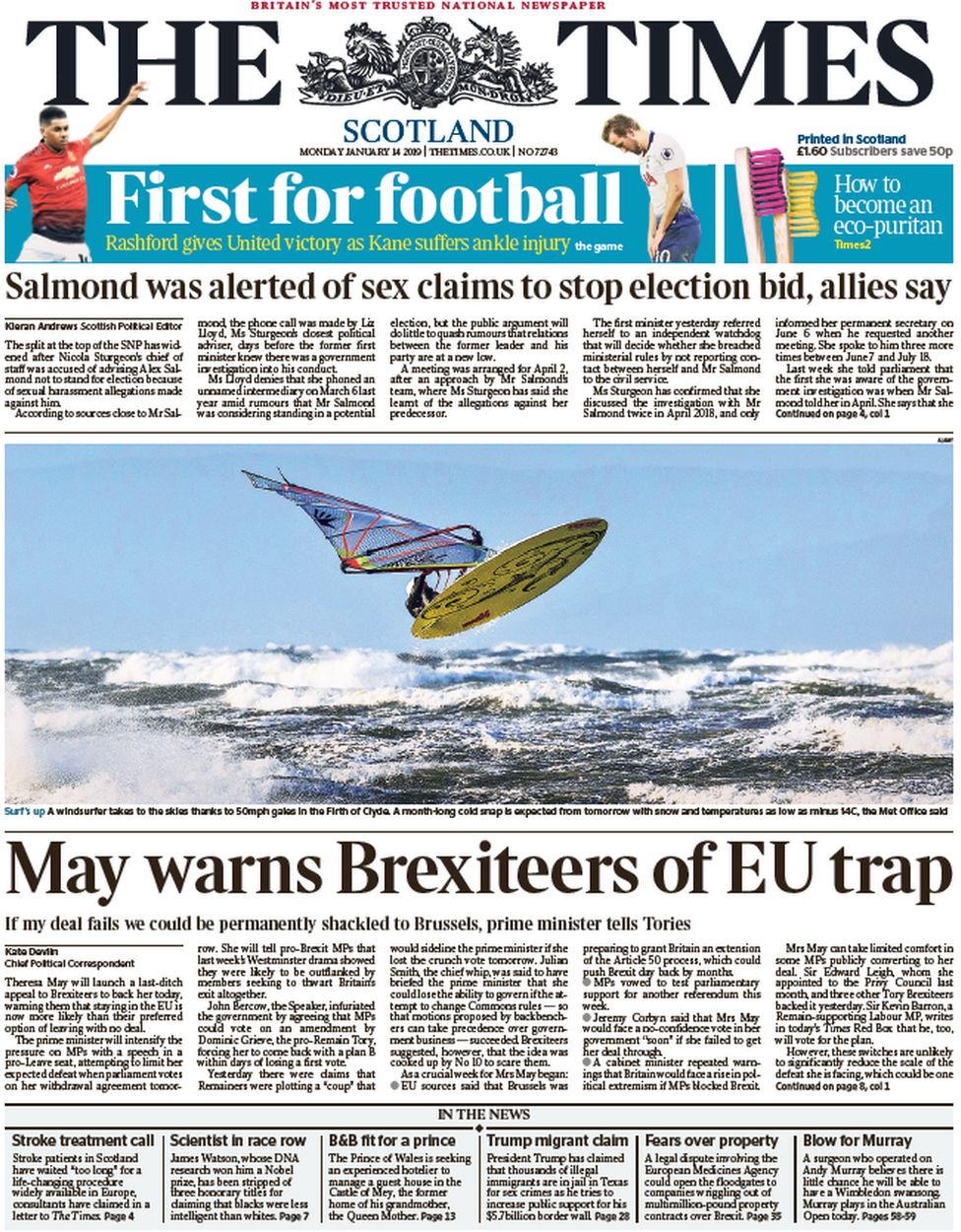 Scotland's papers: Sturgeon probe and PM's Brexit plea - BBC News