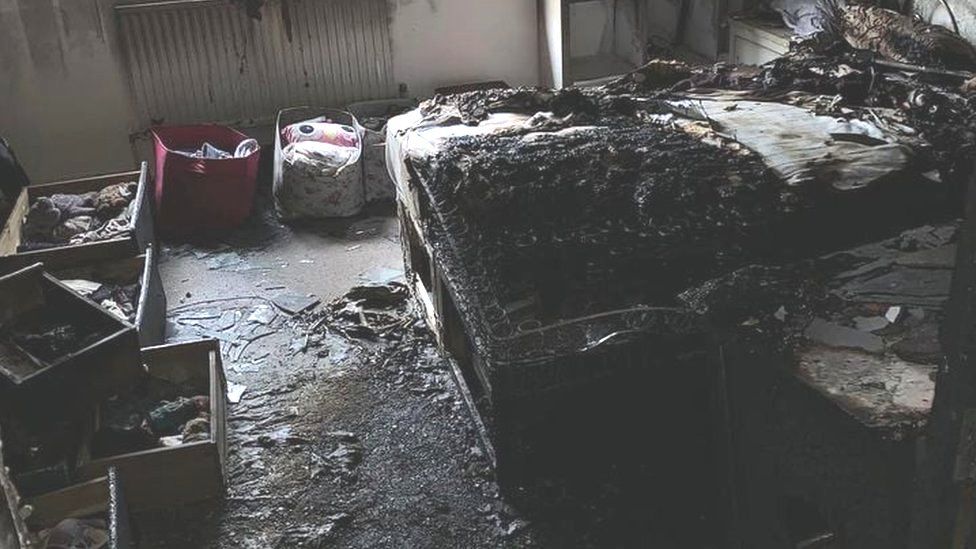 Stoke Albany home severely damaged after candle causes fire - BBC News