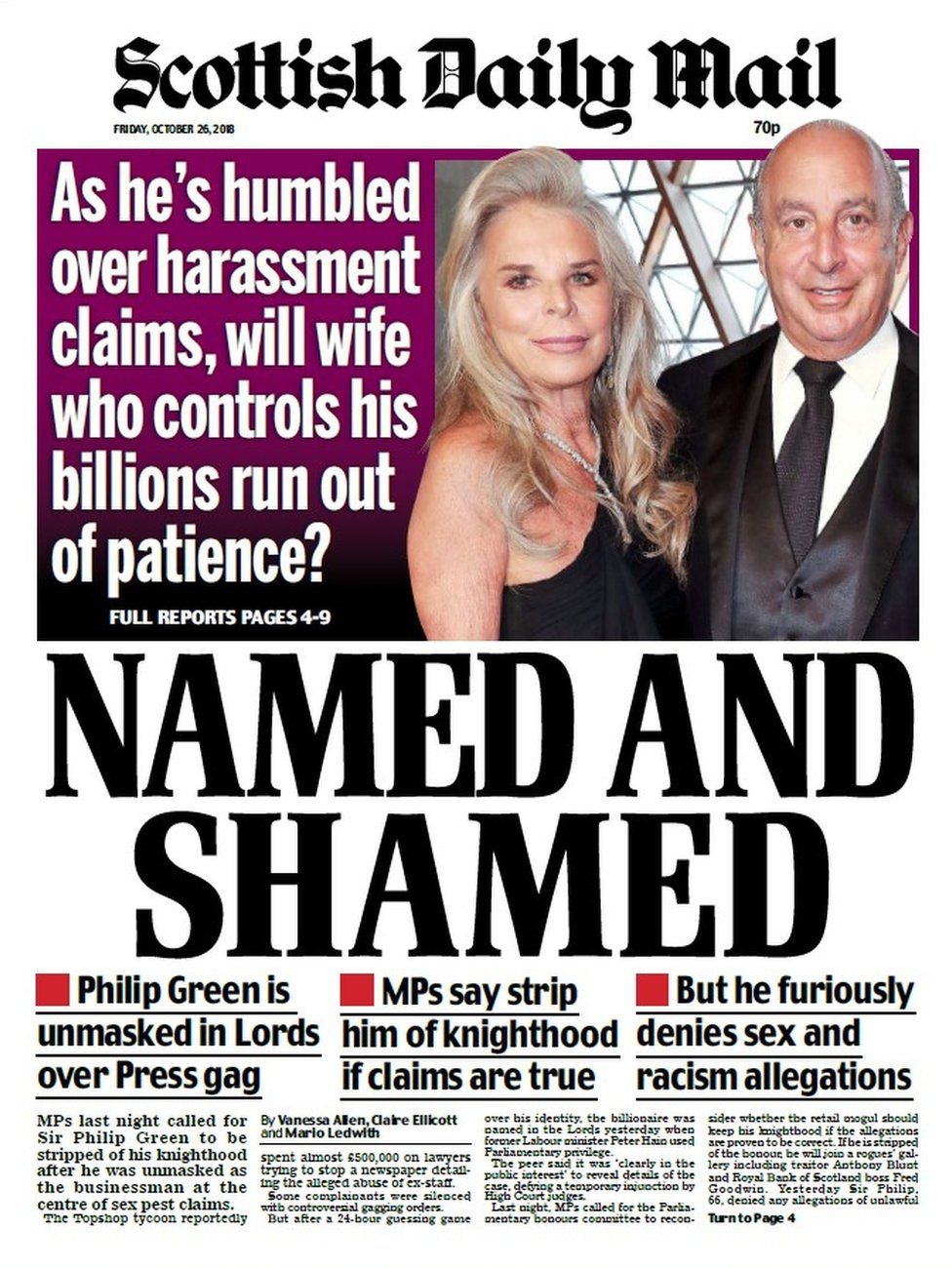 Scotlands Papers Scandal Boss Sir Philip Green Named Bbc News