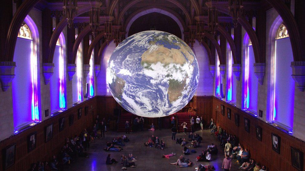 Gaia Earth artwork goes on display in Derby Cathedral - BBC News