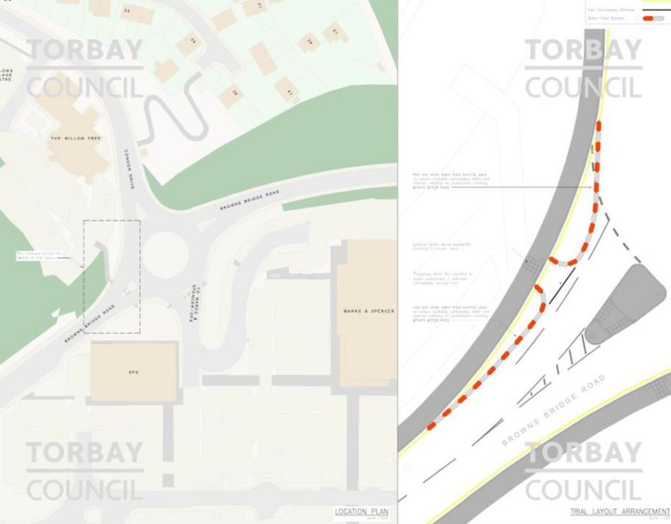 Torquay road trial aims to improve safety for pedestrians - BBC News
