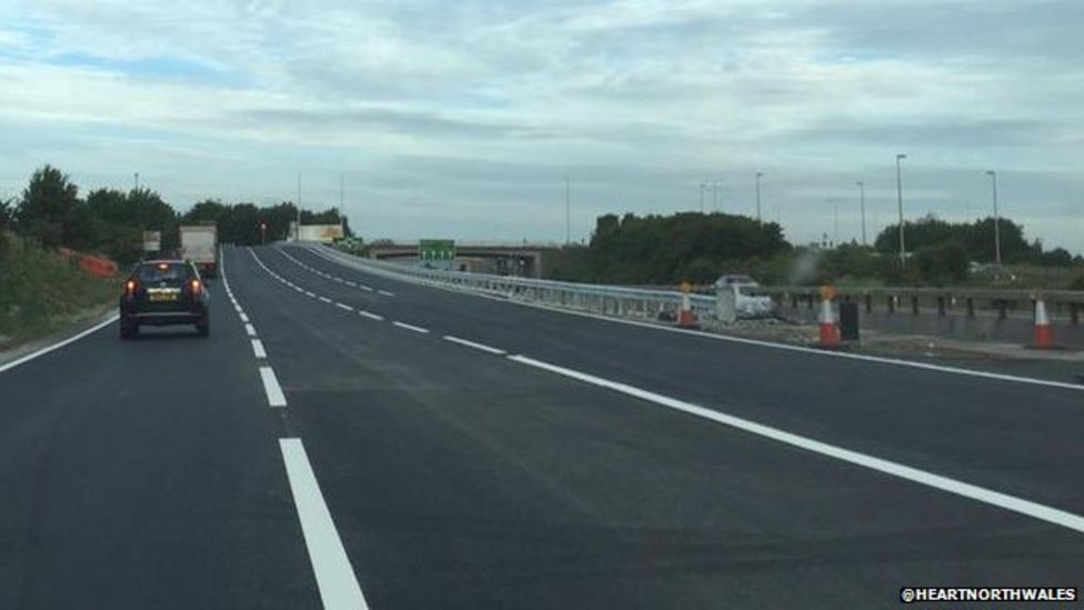 Three-month overdue roadworks on Wrexham border finished - BBC News