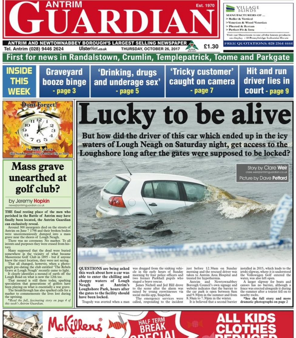 NI weekly papers: Mass grave, Dark Hedges and ghost house - BBC News