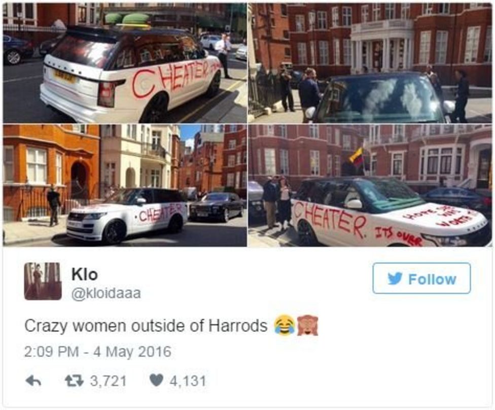 'Hope she was worth it' spray-painted on Range Rover car - BBC News