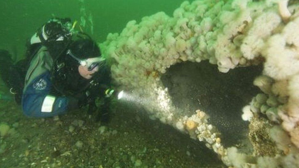Photos revealed of 1880 sunken submarine off Rhyl coast - BBC News