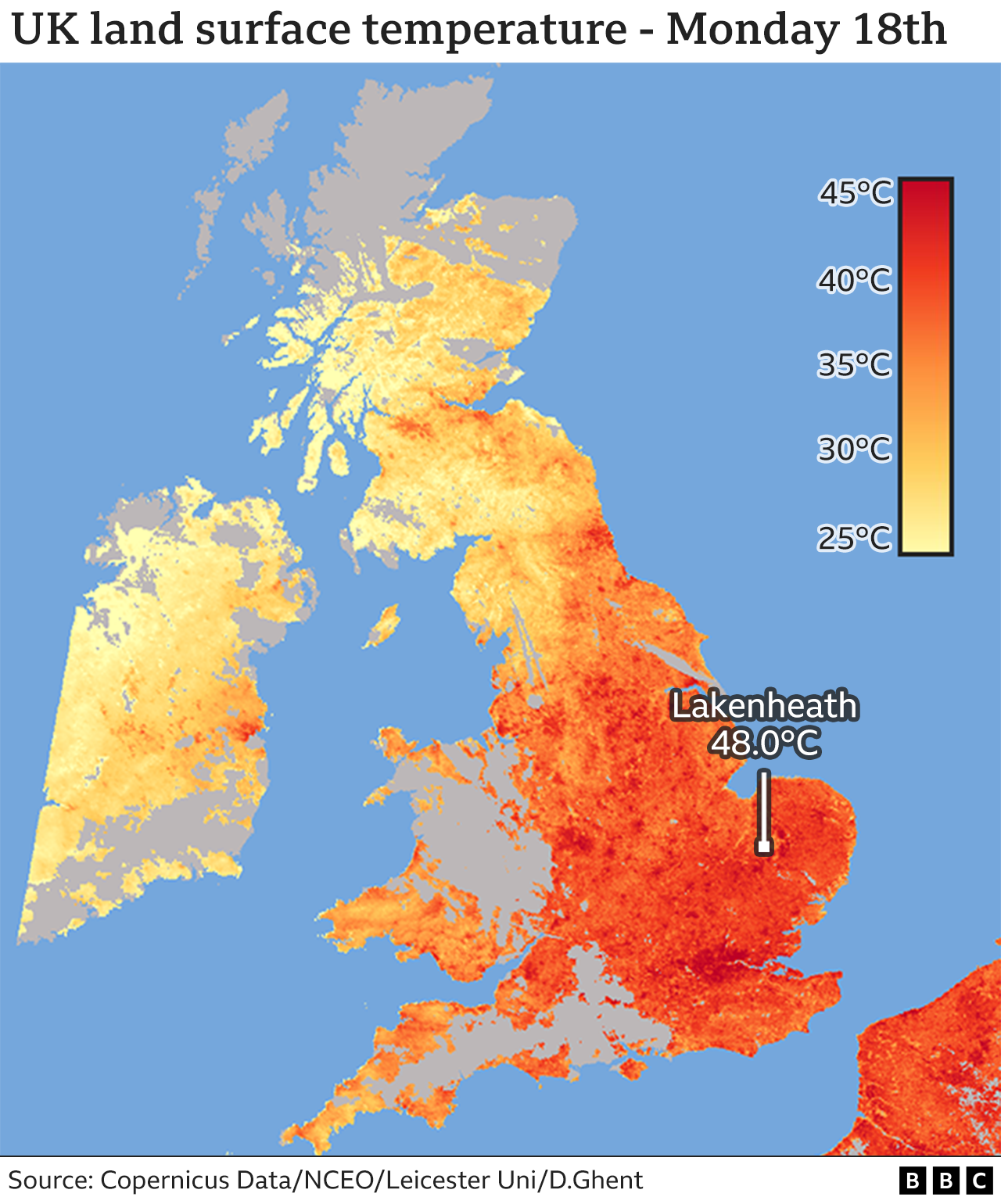 UK also broke its land surface temperature record - BBC News