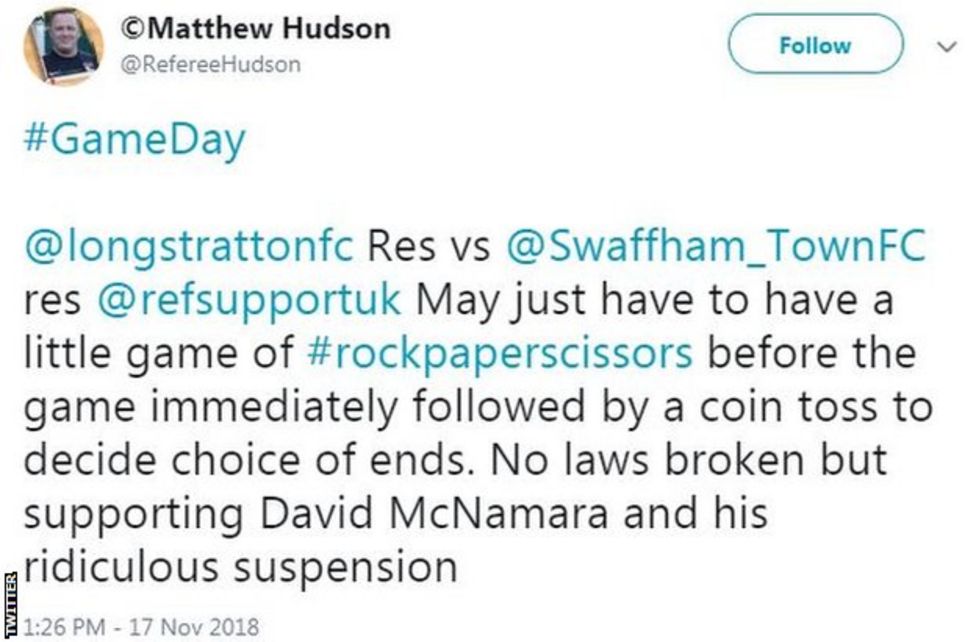 David McNamara: Rock, paper, scissors referee backed by hundreds of ...