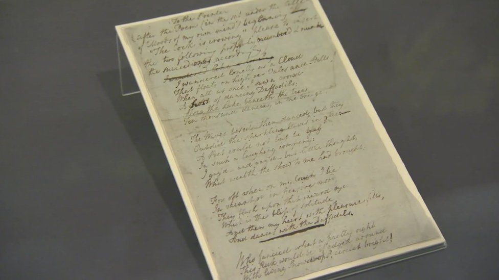 William Wordsworth Daffodils manuscript returns to Grasmere home - BBC News