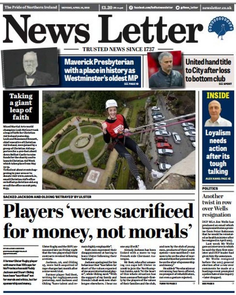 NI Newspaper review: Jackson and Olding decision angers fans - BBC News